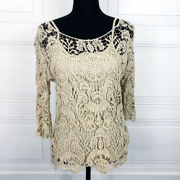 Adiva | Tops | 424 Adiva Crochet Top Dark Tan | Poshmark